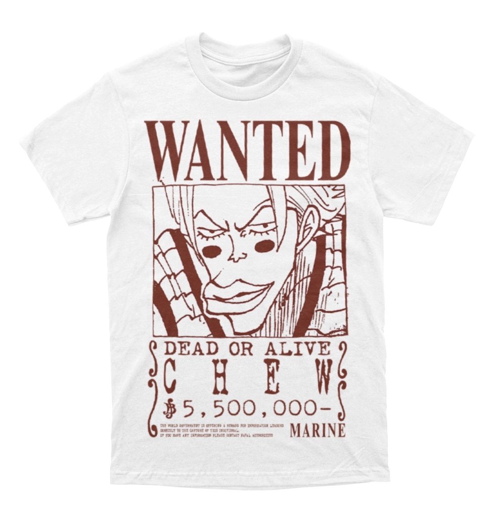 Polera One Piece | Wanted One Piece | Chew | Anime | Chile – Goetia Store